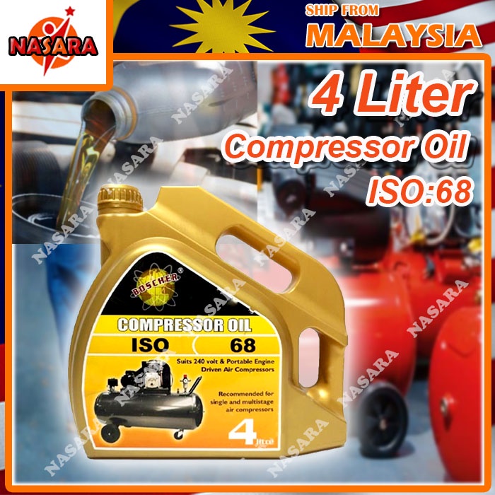 NASARA ~ BOSCHER ISO 68 COMPRESSOR OIL 4 LITER (4L) / MINYAK COMPRESSOR ...