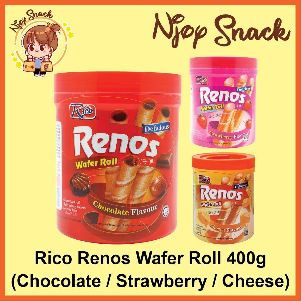 400g RICO RENOS WAFER ROLL (CHOCOLATE / STRAWBERRY / CHEESE) | Shopee ...