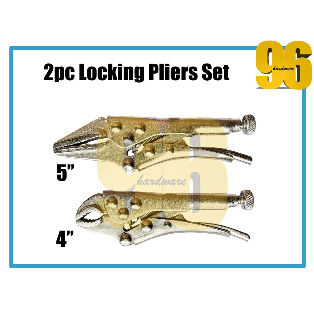 2Pcs Locking Pliers Set (4" CURVES JAW & 5" LONG NOSE) | Shopee Malaysia