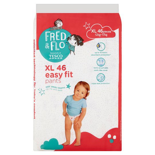 Tesco Fred & Flo Disposable Diaper Pants XL 12kg-17kg 46 Pieces ...
