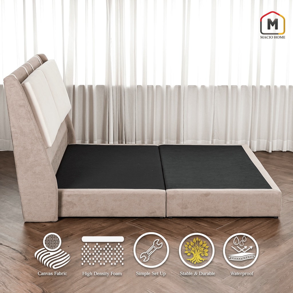 (Free Shipping) Dr. Macio Emma Divan Fabric Bed Frame in Brown/Grey ...