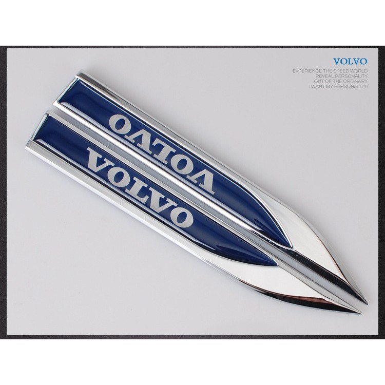2Pcs/set New Side Wing VOLVO Logo Glue Stickers Sports Metal Protector ...