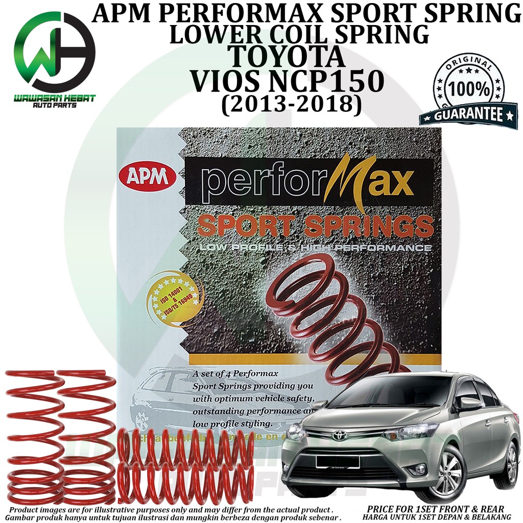 Toyota Vios NCP150 Lower Coil Spring , Sport Spring Apm Performax ...