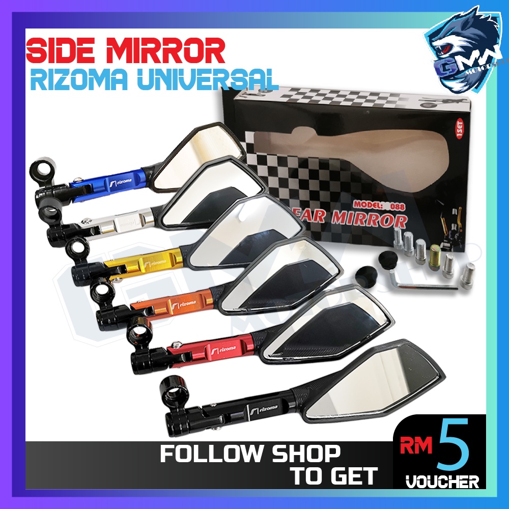 ITALY ALLOY CNC RACING SIDE MIRROR UNIVERSAL MIRROR BLUE SHORT SIDE ...