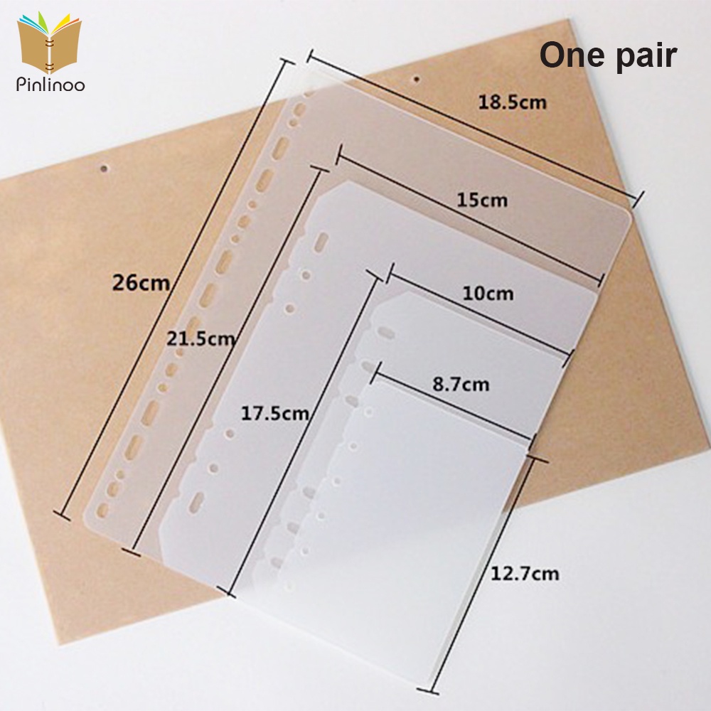 2PCS/Set A5/A6/A7 Plastic Binder Loose-leaf Index Divider Separator 6 ...