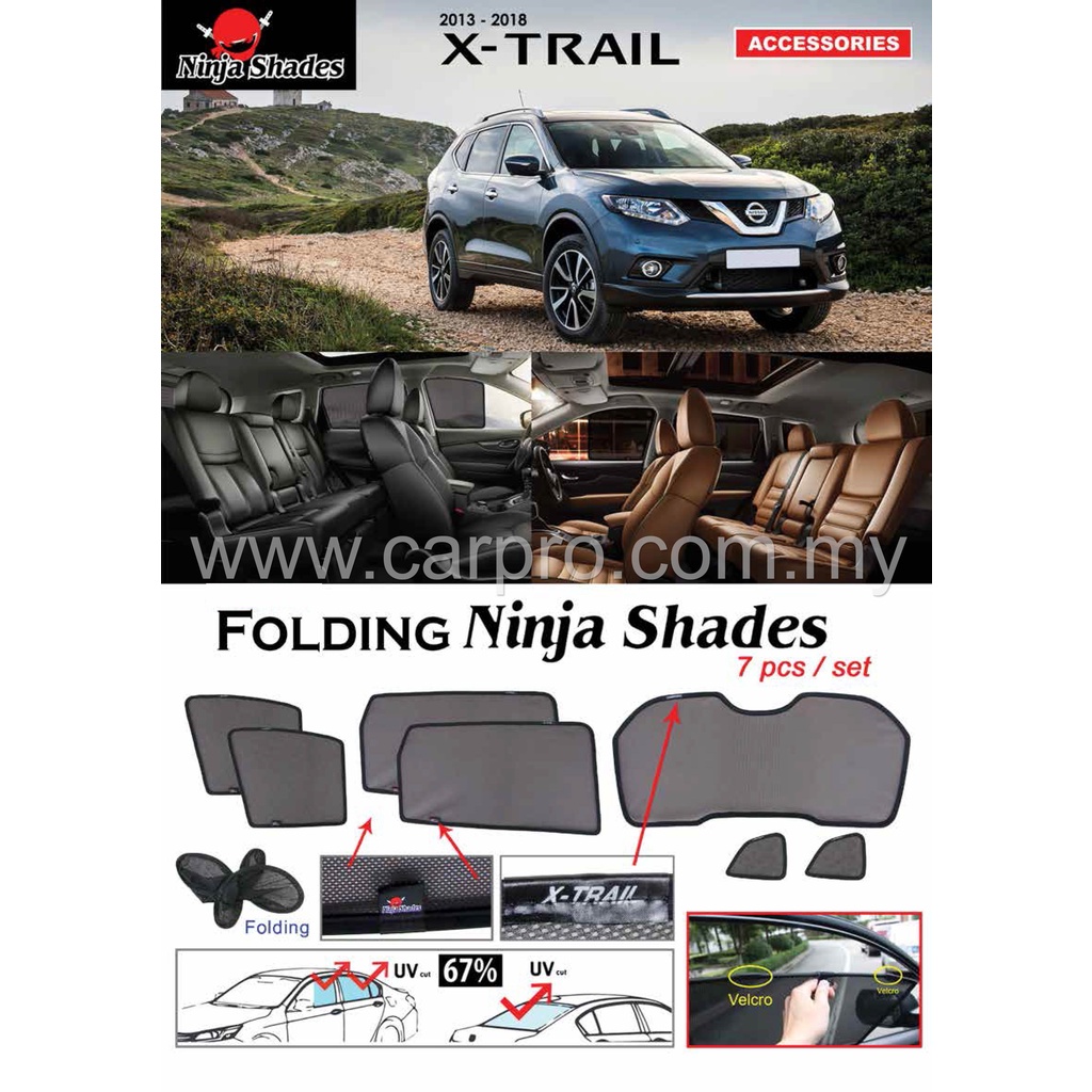 Nissan X-Trail 2013 - 2017 Magnetic Ninja Shades Sunshade (7pcs) Ninja ...