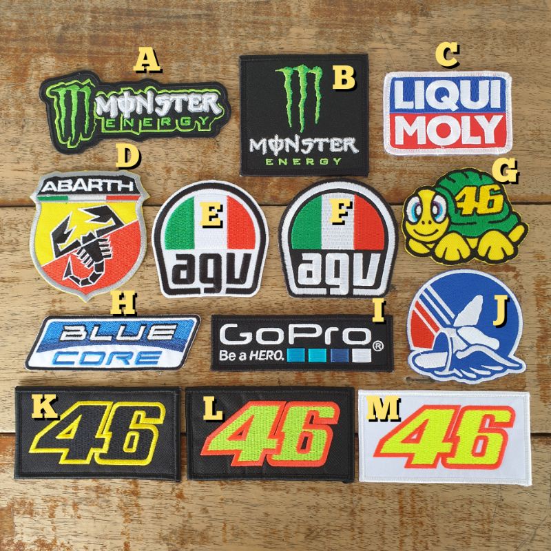VR46 Team / AGV / GOPRO / LIQUI MOLY embroidery patches (Ready Stock ...