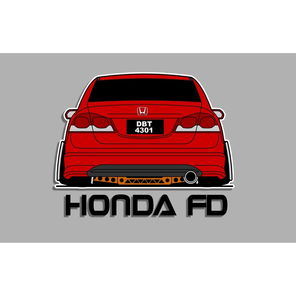 [Sticker Kereta Custom] HONDA FD: 3 Layer, Custom No. Plate, Custom ...