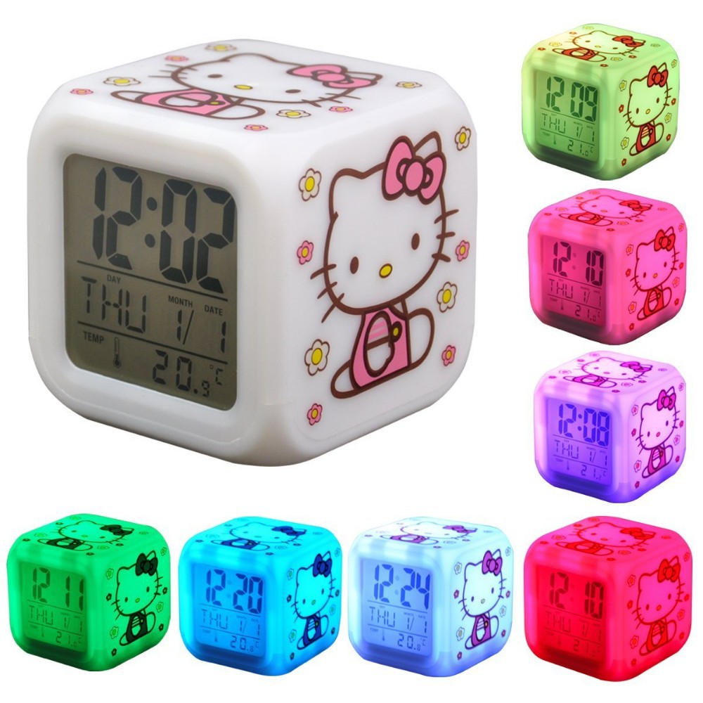 Hello Kitty Color Changing Clock LED Digital Alarm Clock | Shopee Malaysia