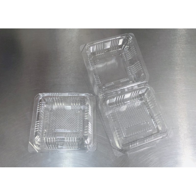 OPS-L061 Square Clear Food Tray with Lock / ( 100pcs ) Disposable Clear ...
