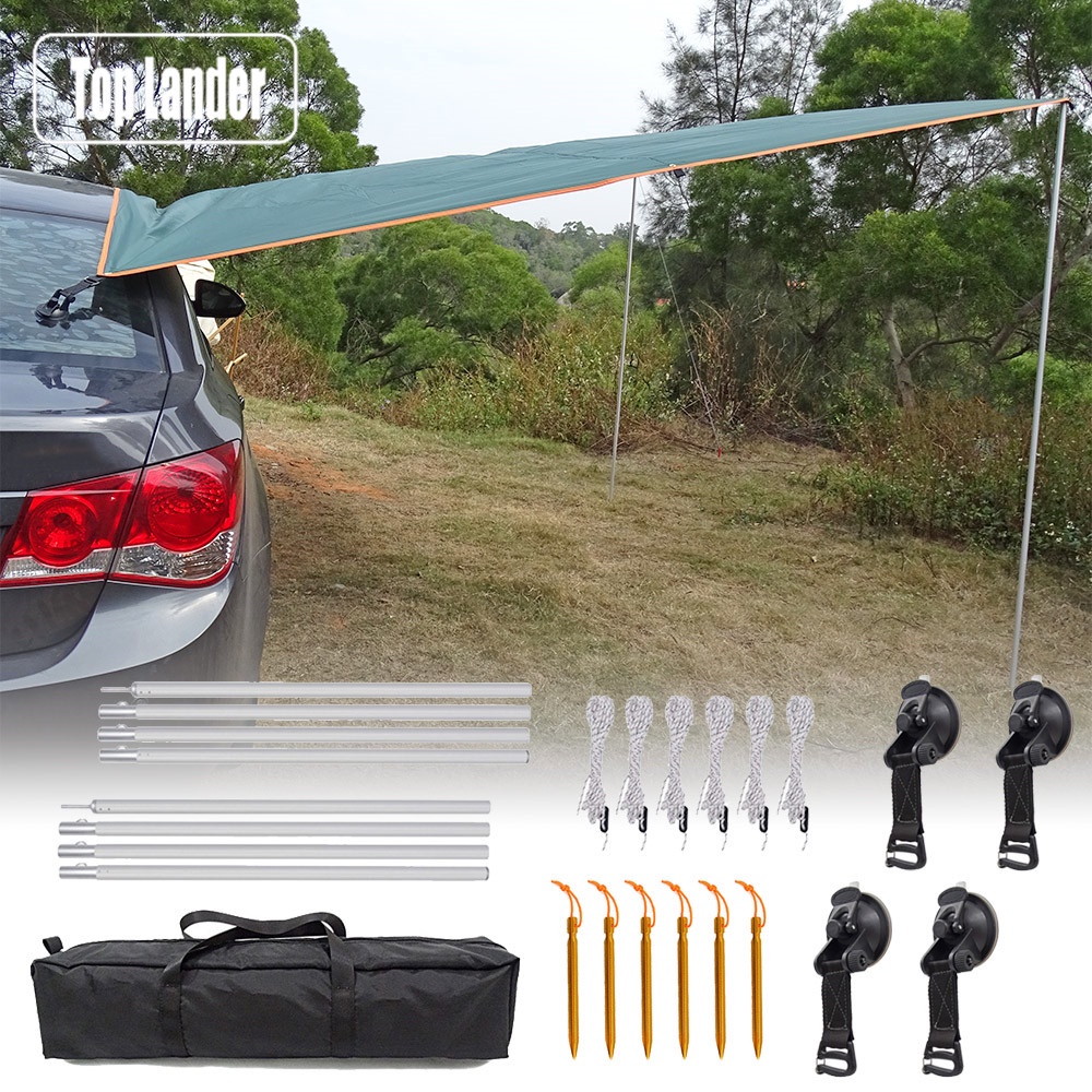 3x3 Car Side Awning with Pole Rope Peg Strong Suction Cup Anchor ...