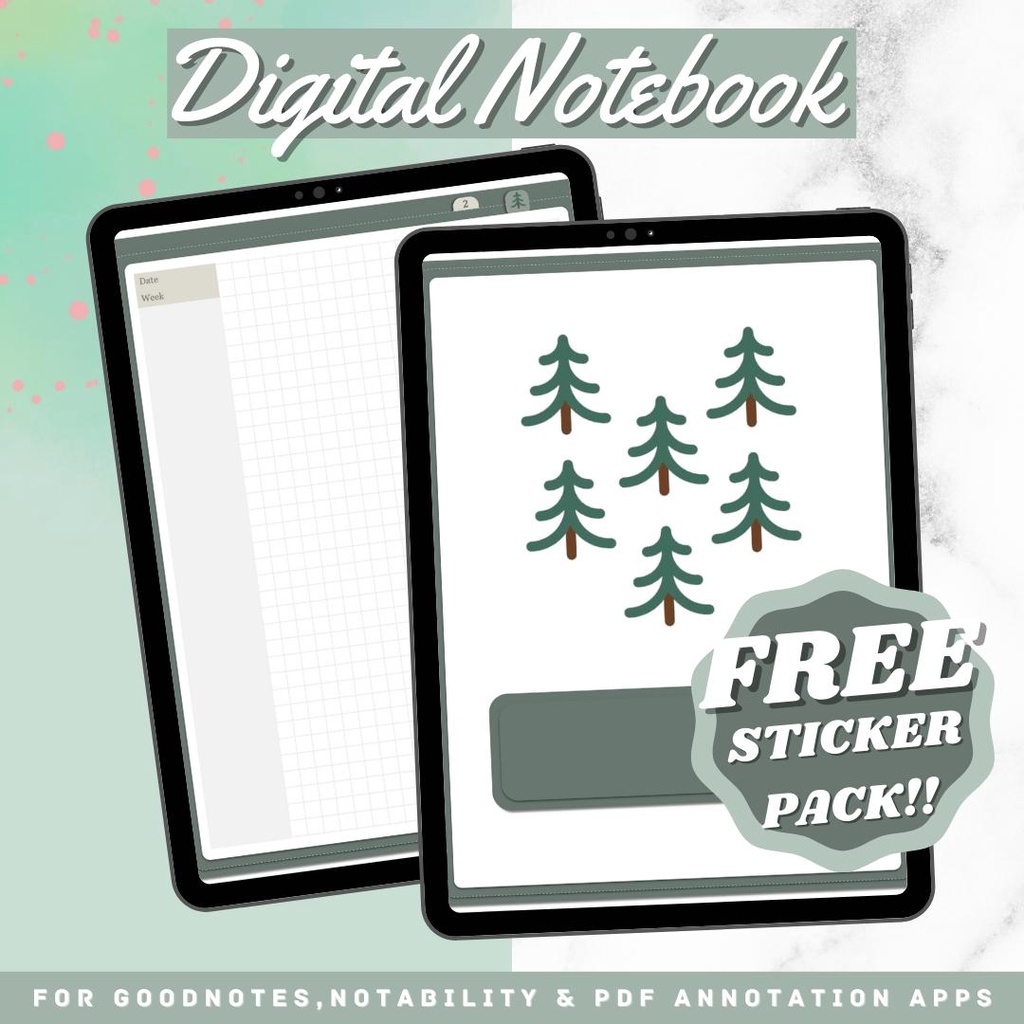 Digital Notebook Digital Planner Grid Notebook Goodnotes Template ...