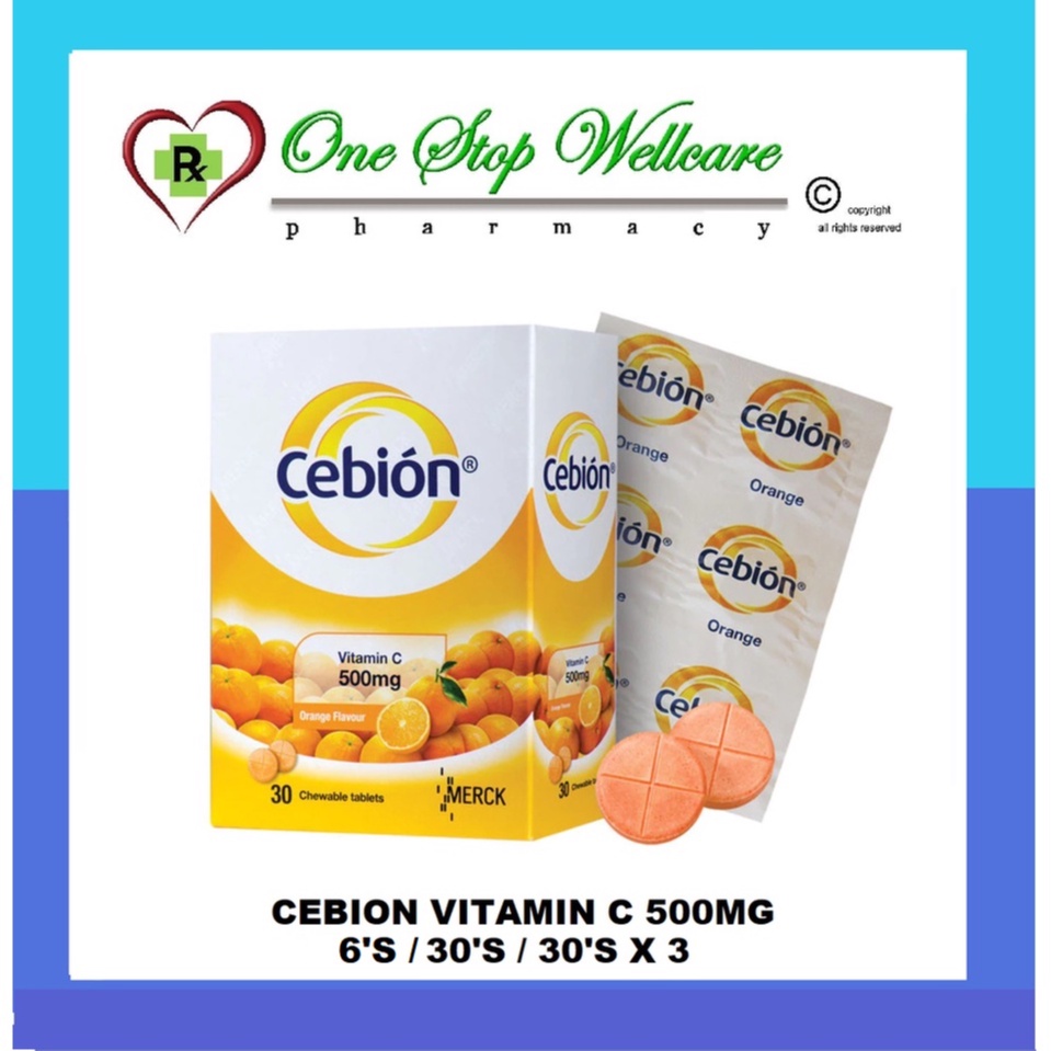CEBION VITAMIN C CHEWABLE TABLET 500MG 6'S / 30'S / 30'S X 3 (EXP:08/ ...