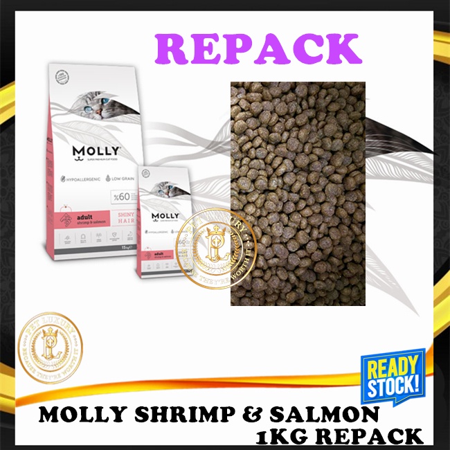 Molly Cat Adult Shrimp & Salmon - Shiny Hair (Cat Food) 1KG REPACK ...
