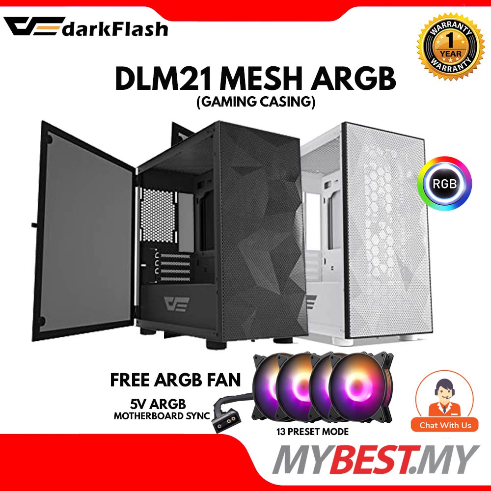 AIGO DARKFLASH DLM21/ DLM22 / DLM23 BLACK/ WHITE CASING M-ATX | Shopee ...