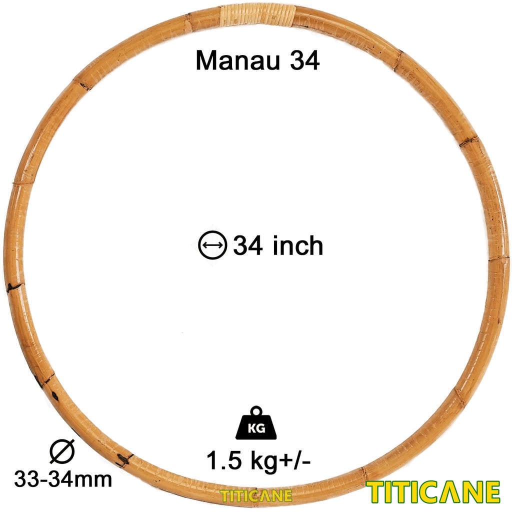 TITICANE Fitness Exercise Hula Hoop [ Manau 34 inch ] [ Rattan / Rotan ...