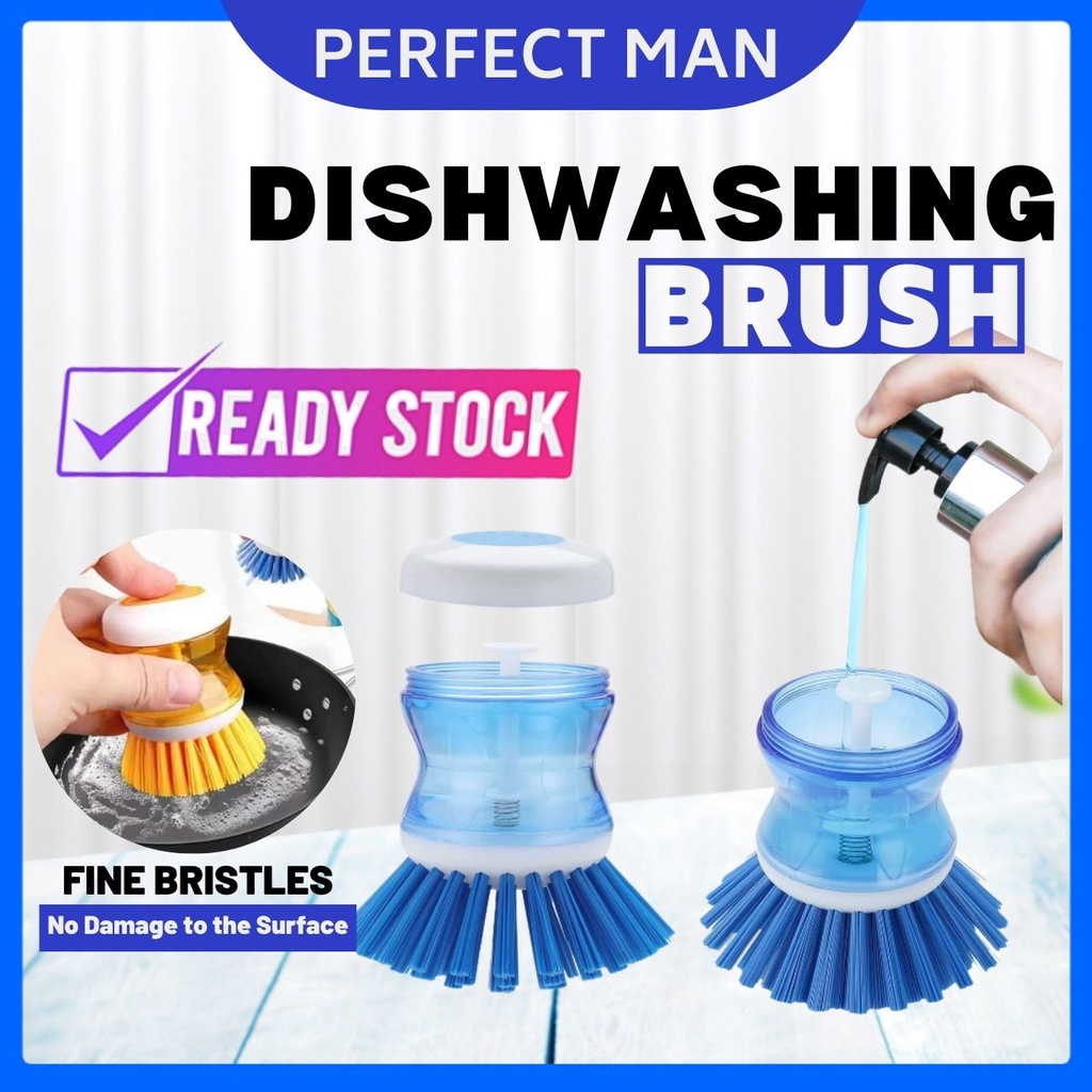 Dishwashing Brush with Dispenser Sink Scrubber Pot Brush with Washing ...