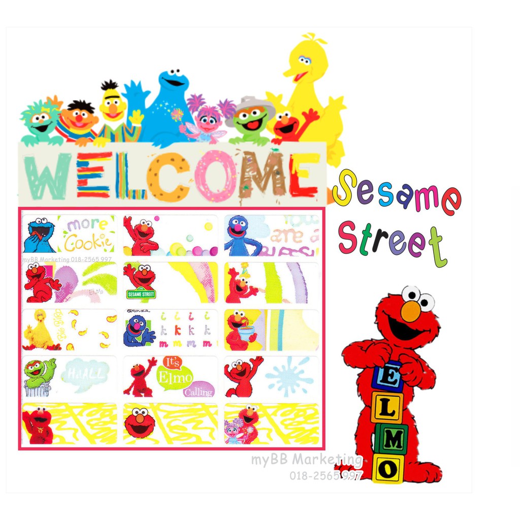 Elmo Sesame Street Name Sticker （waterproof）(Ready Stock) | Shopee Malaysia