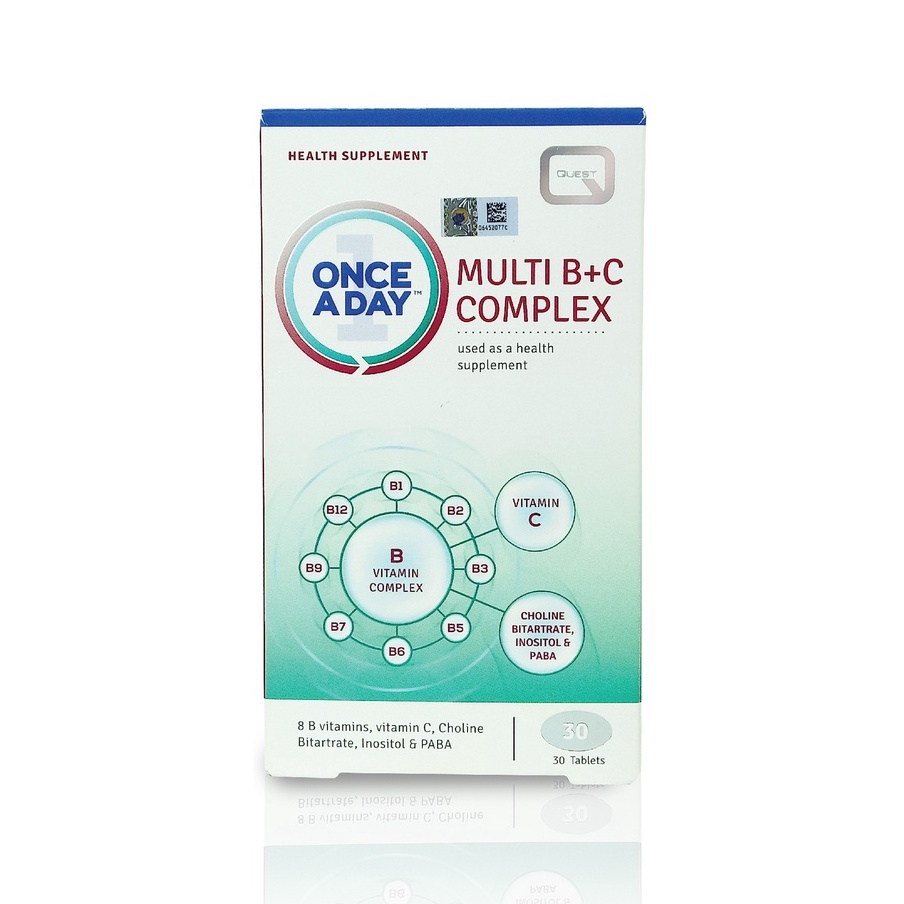 30's QUEST Multi B Complex + 500mg Vitamin C- Daily Instant Energy Booster with Quick Release ...