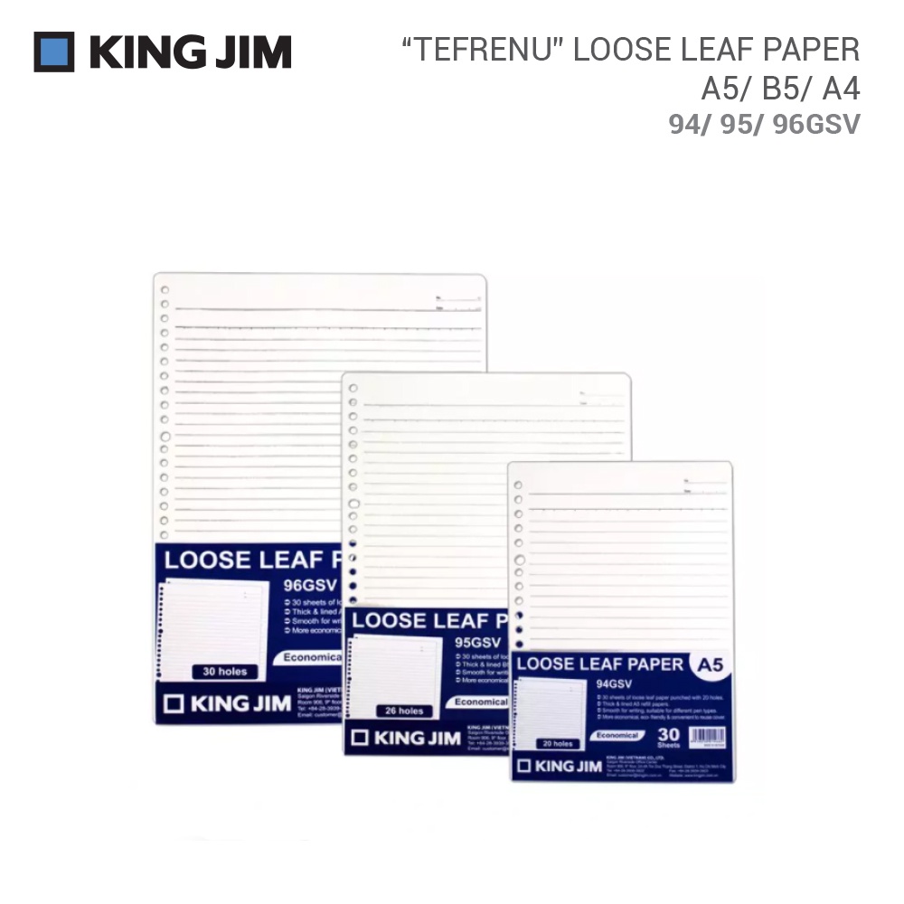KING JIM "TEFRENU" Loose Leaf Paper A5/ B5/ A4 - 94/95/96GSV | Shopee Malaysia