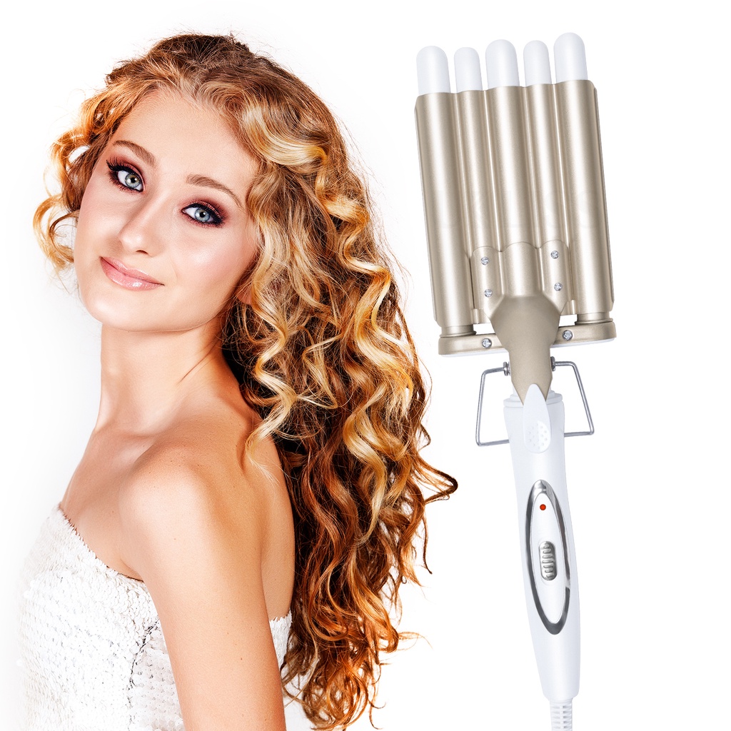 5 Barrels Hair Curler Curling Iron Wand Hair Waver Large Wave Perm ...