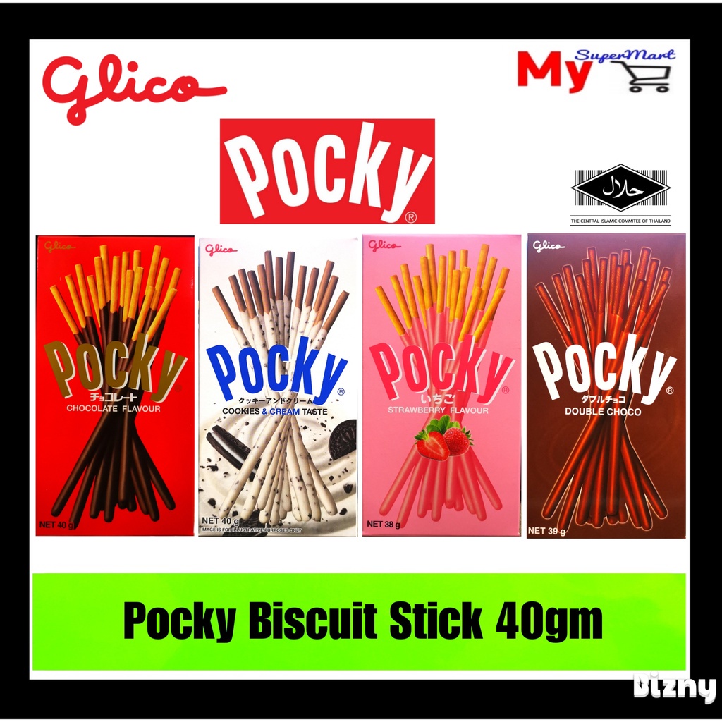 MY Glico Pocky Biscuit Stick 40gm Double Choco Flavour Cookies & Cream Taste Chocolate ...