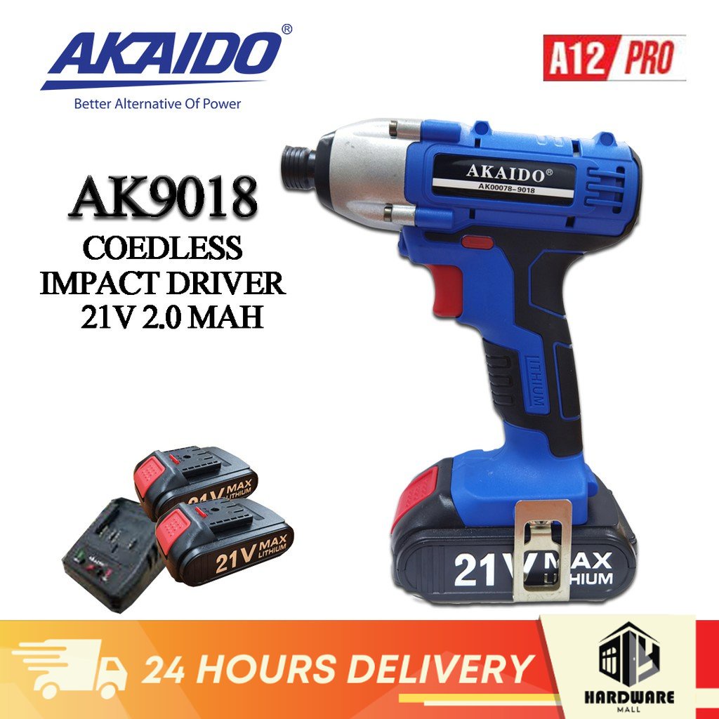 [Battery x2] AKAIDO AK9018 21V Cordless Impact Wrench Electric Drill ...