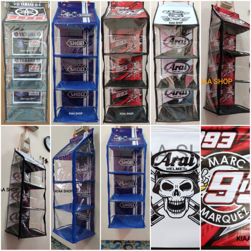 Rak Helmet rack helmet Topi Kaledar Arai KYT AGV Bell Arai 3 Tier ...