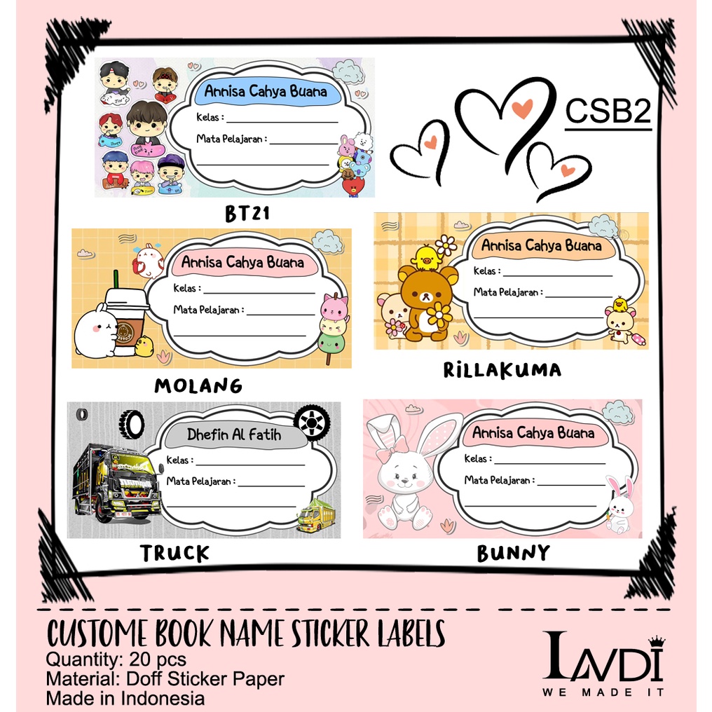 Custom Textbook Sticker Using Funny Motif Name | Shopee Malaysia