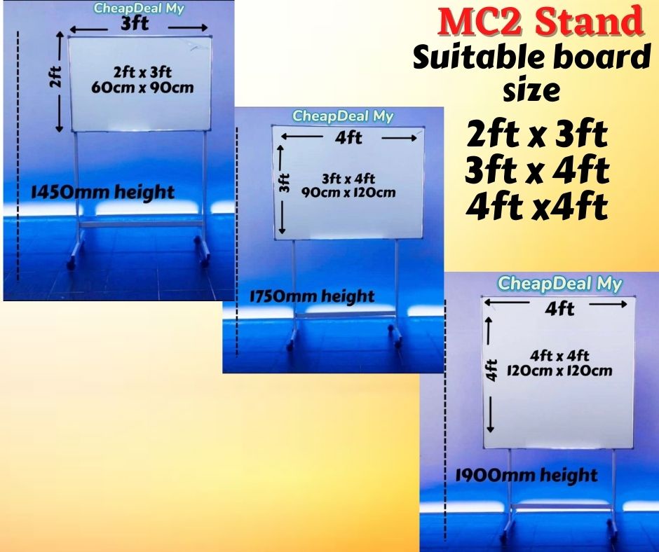 KAKI BERODA SAHAJA papan putih /ALL SIZE Whiteboard STAND ONLY (Black ...