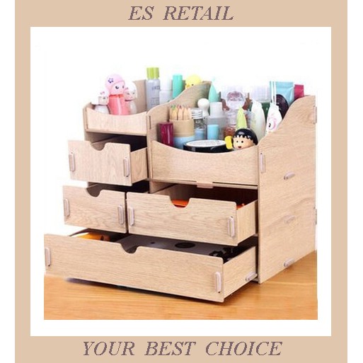 Wooden Desktop Organiser Table Rack DIY Wooden Desktop Storage box Rak ...