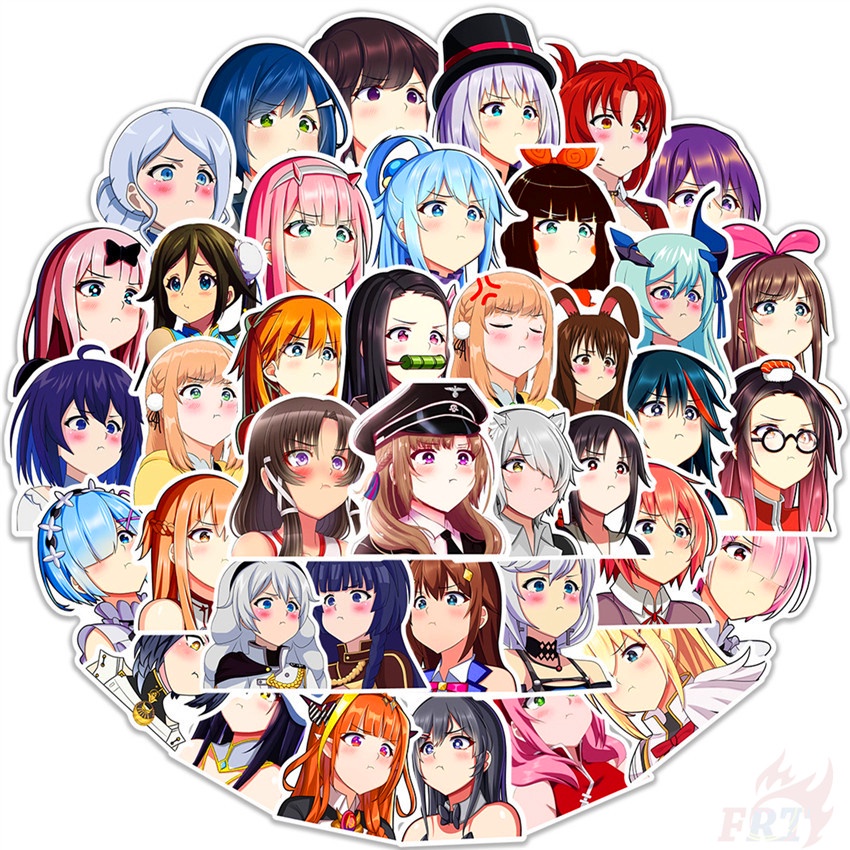 50Pcs/Set Anime Girls Angry Pout Series 01 Stickers DIY Fashion ...