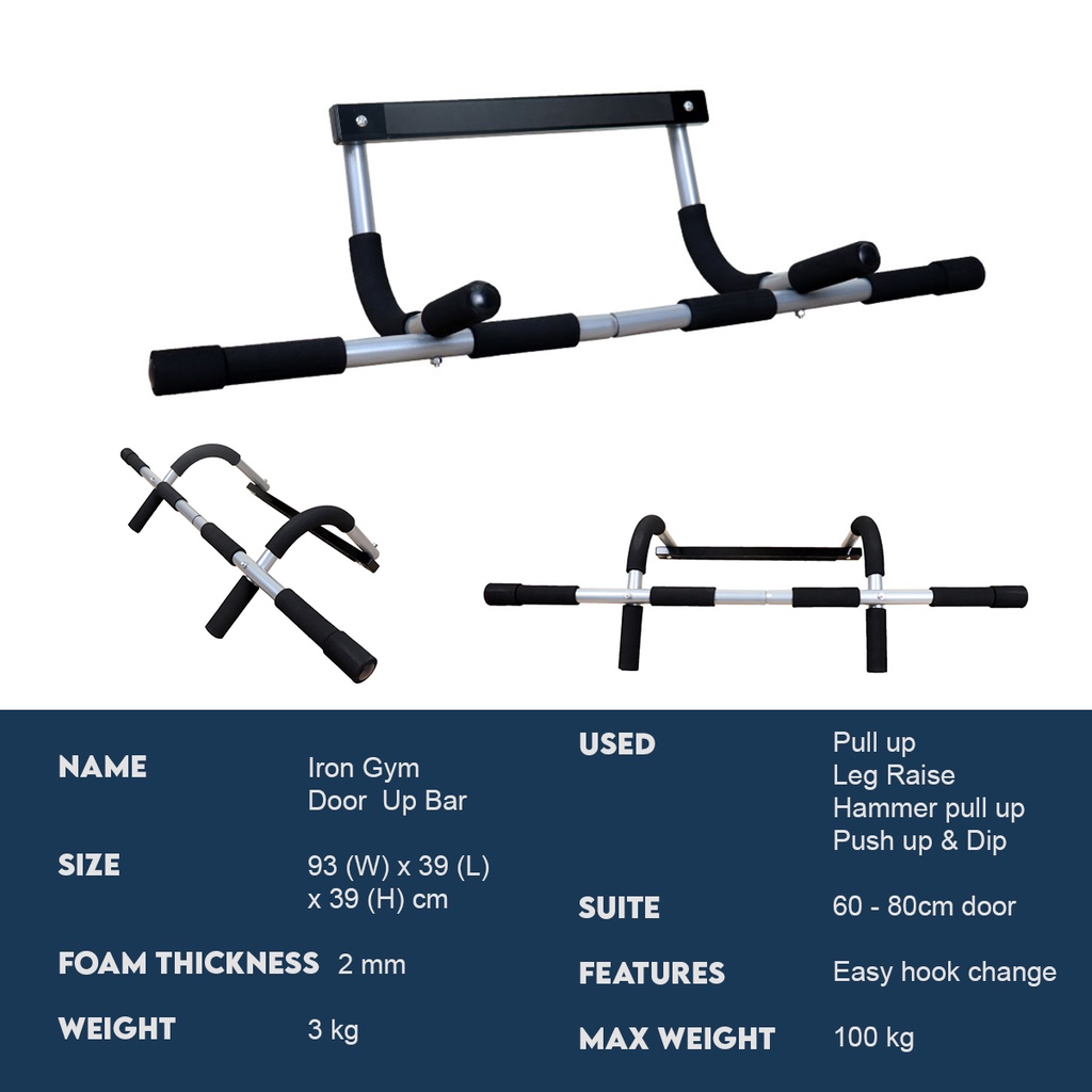 Vigor Fitness Iron Gym Door Gym Pull Up Bar / Bar Penarik Pintu Iron ...