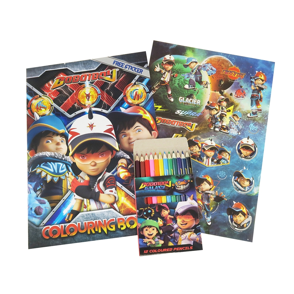 Boboiboy Elemental Fusion Coloring Book With Color Pencil Set | Shopee ...