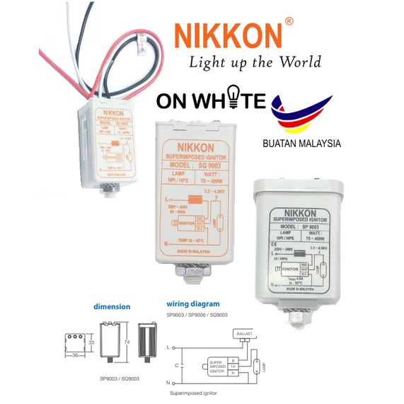 NIKKON SQ9003 Superimposed Ignitor (70W-400W) Metal Halide starter ...