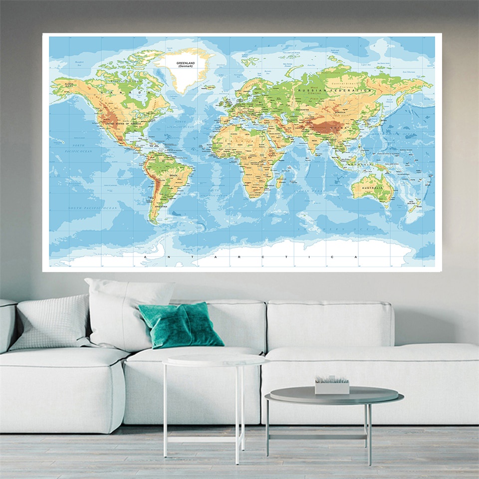【Ready Stock】225*150cm The World Map Mercator Projection Non-woven ...