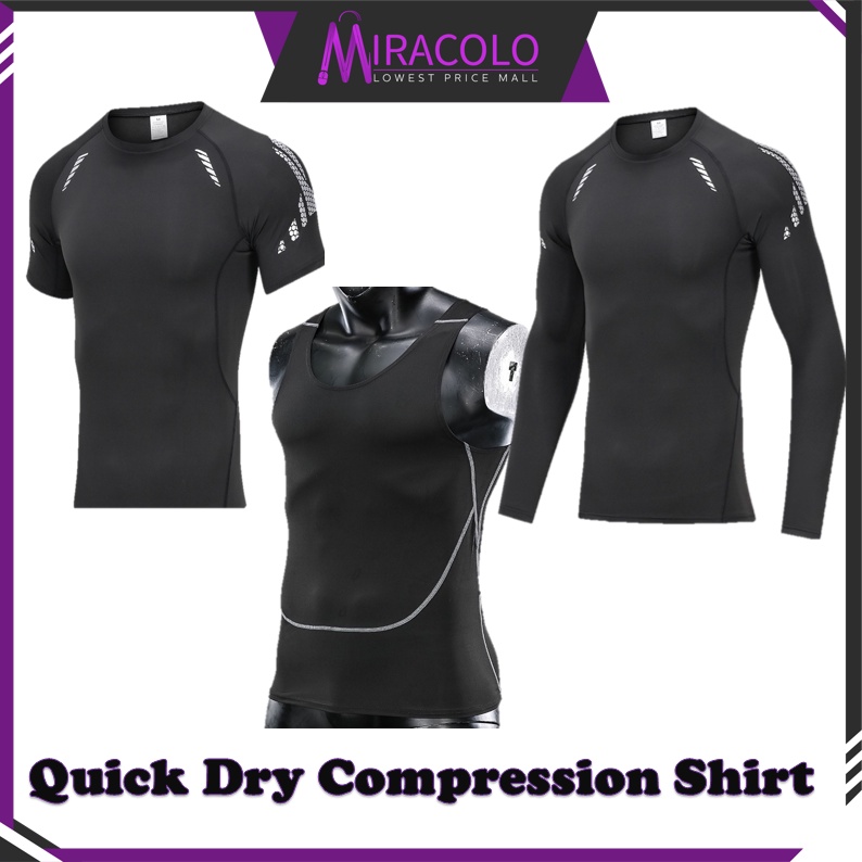 MIRA Pro Compression Tight Baju Ketat Gym Shirt Cool Dry Sleeve Fitness ...