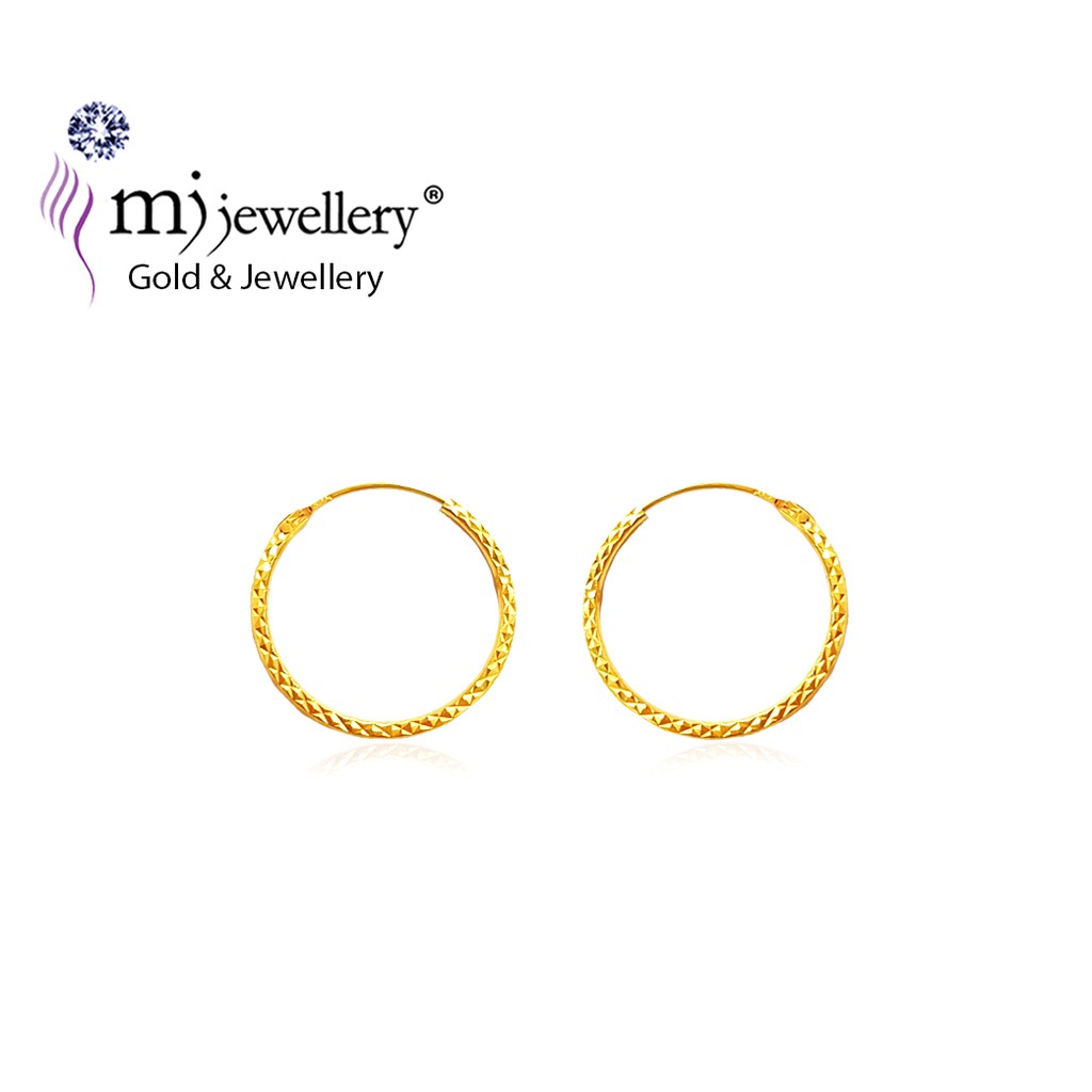 MJ Jewellery 375/9K Gold Round Earrings S77C | Shopee Malaysia