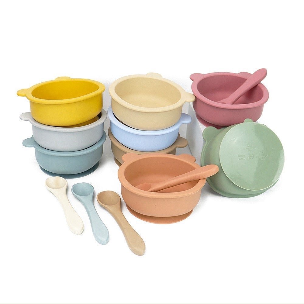 High-quality bear-shaped silicone weaning bowl with anti-spill suction ...