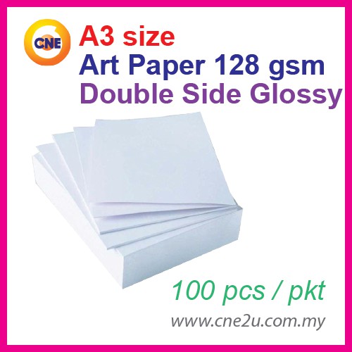 100pcs A3 / A3+ Art Paper Double Side Glossy 128gsm [FOR LASER PRINTER ...