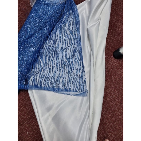Kain Lace glitter exclusive murah colour biru | Shopee Malaysia