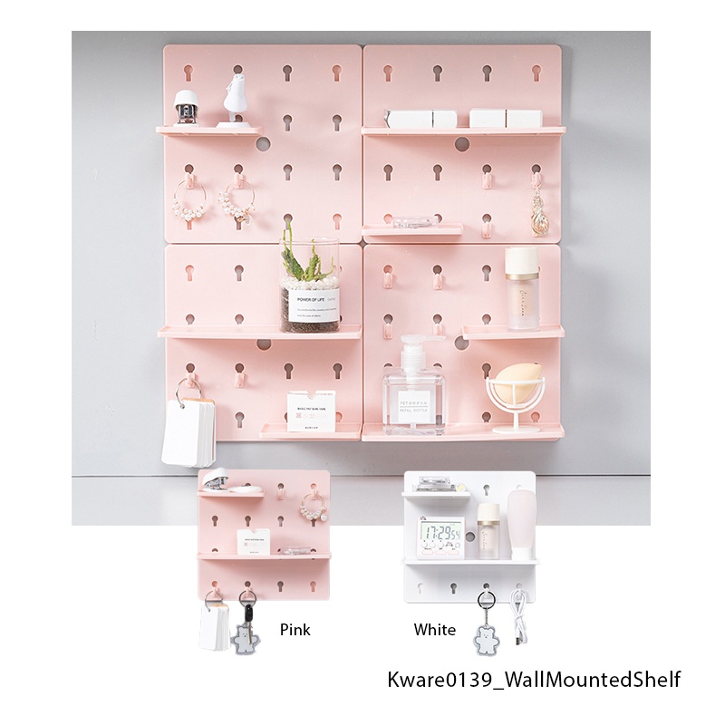 Multifunction Wall Mounted DIY Pegboard Shelf Organizer Storage Rack ...