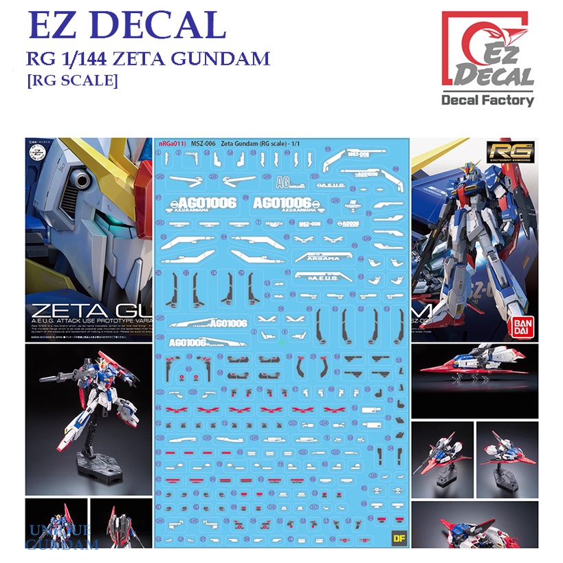 [EZ DECAL] K09 [1] RG 1/144 ZETA GUNDAM [RG SCALE] WATER SALIDE DECAL ...