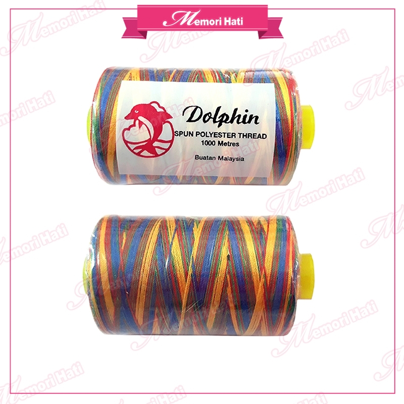 1000m Rainbow Spun Polyester Sewing Thread / Benang Pelangi | Shopee ...