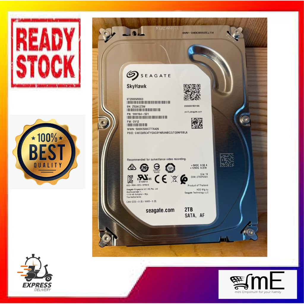 Seagate 1TB/ 2TB/ 6TB/10TB SKYHAWK Surveillance CCTV Hard Disk HDD ...