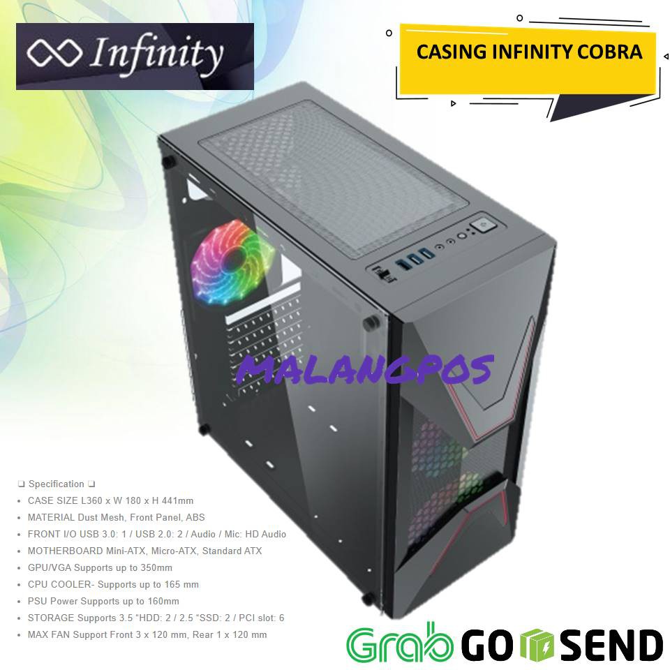 Casing COMPUTER GAMING PC CASE INIFINITY COBRA ATX ACRYLIC CASE ONLY ...
