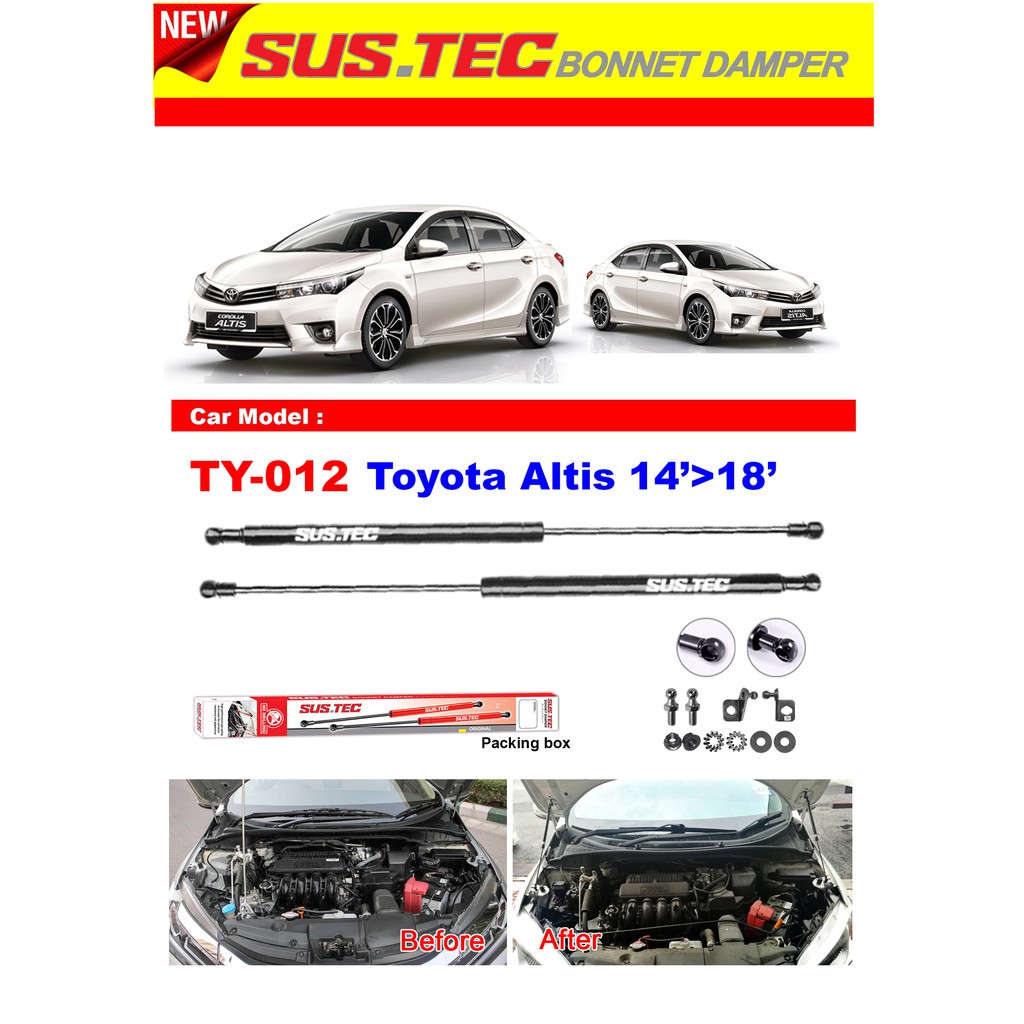 Toyota Corolla Altis 2014 - 2017' Sustec Front Hood Damper Bonnet Gas ...
