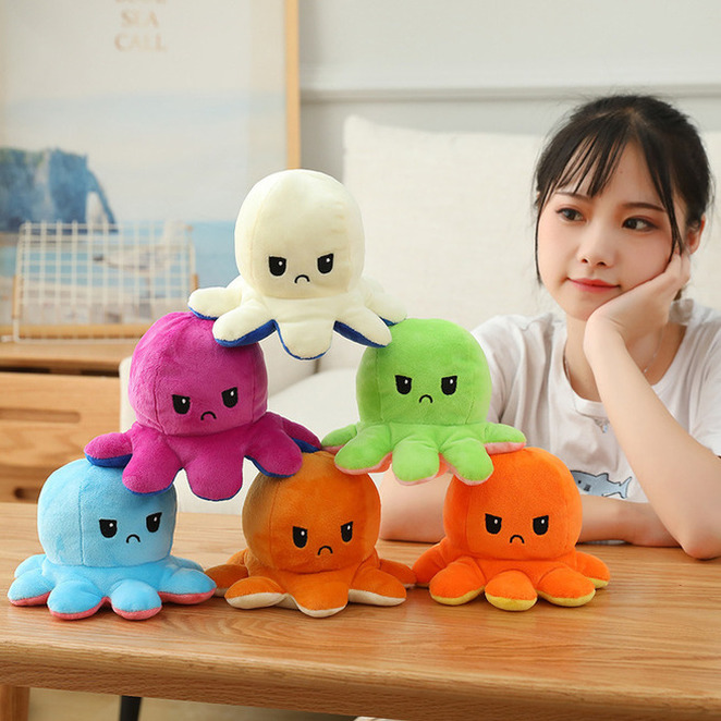 Reversible Octopus Angry Octopus Plush Toy Flip Doll TIKTOK Bipolar ...