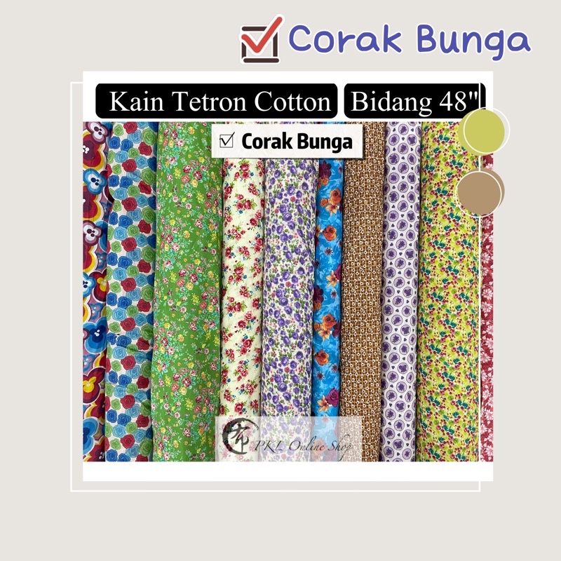 PKL Kain Tetron Cotton 2⃣️ / Corak Bunga / Bidang 48" / RM 2.20 = 0.5 ...