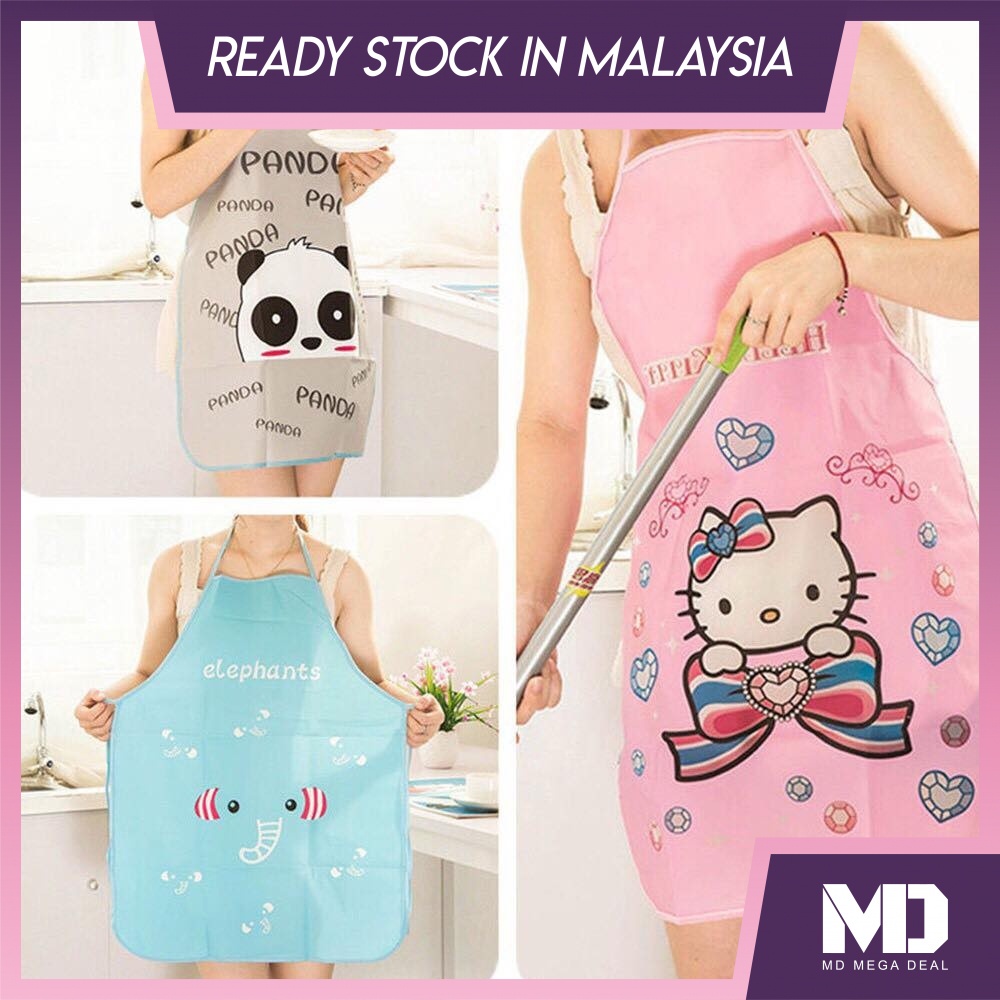 《Mega Deal》Cartoon Kitchen Half Apron PVC Waterproof Anti-fouling Apron ...